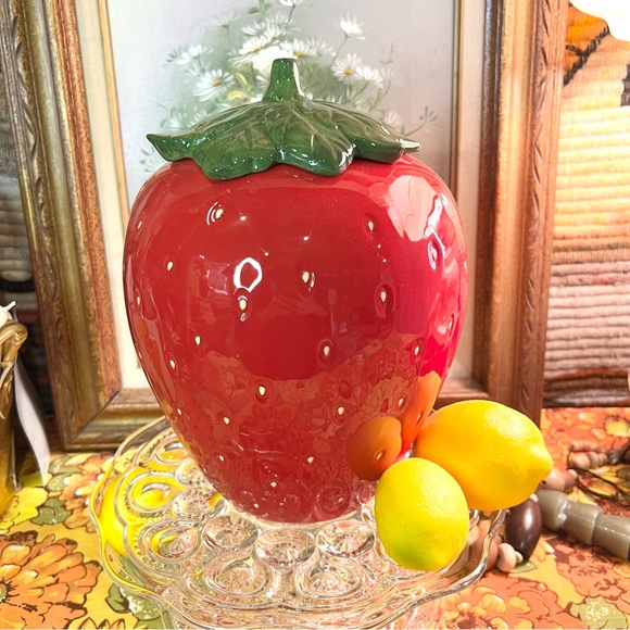 Kitchen | New Transpac Ceramic Red Spring Strawberry Covered Cookie Jar | Poshmark